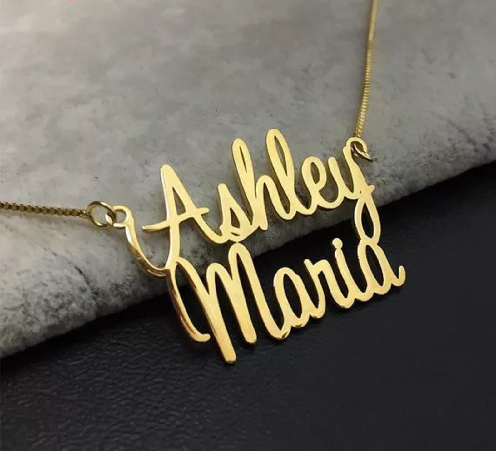Double Name Necklace Customized Necklace Custom Double Name | Etsy