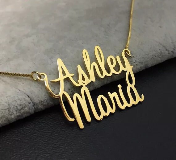 Double Name Necklace Customized Necklace Custom Double Name - Etsy