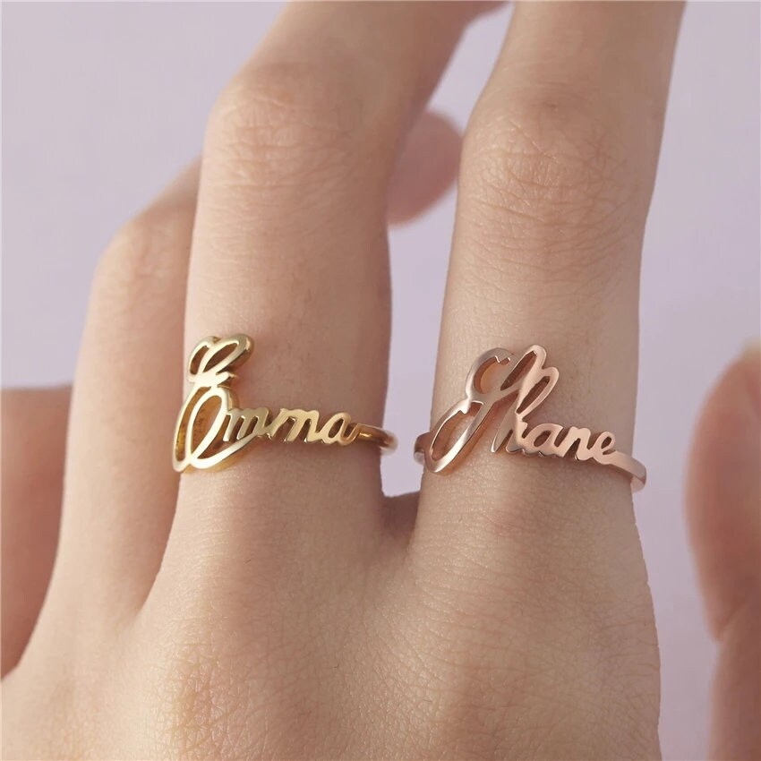 Custom Name Ring Customized Gift Handwrite Name Ring - Etsy