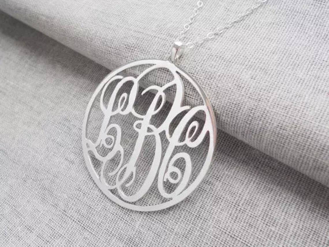 Monogram Name Necklace Custom Monogram Necklace Minimalist - Etsy