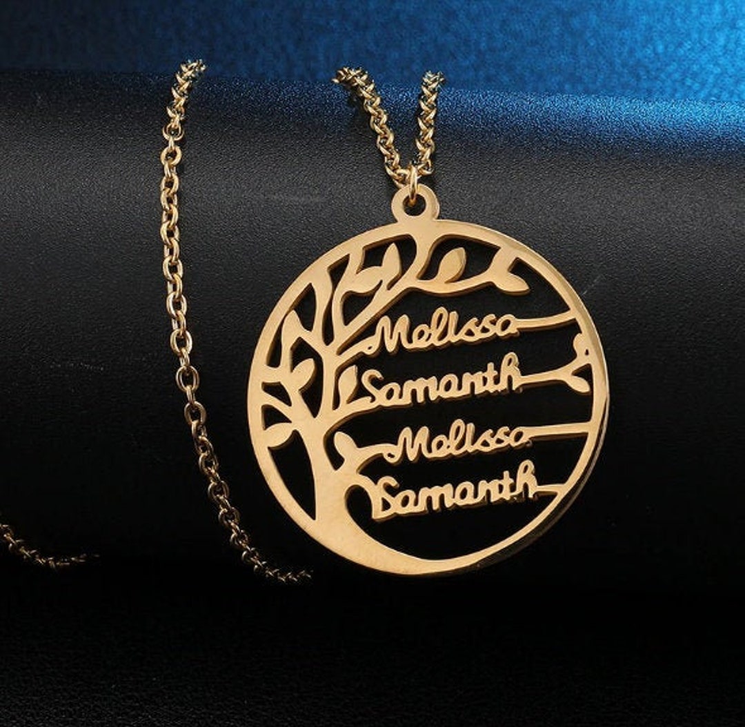 Custom Family Tree Necklace, Customized Necklace, Tree of Life, Four ...