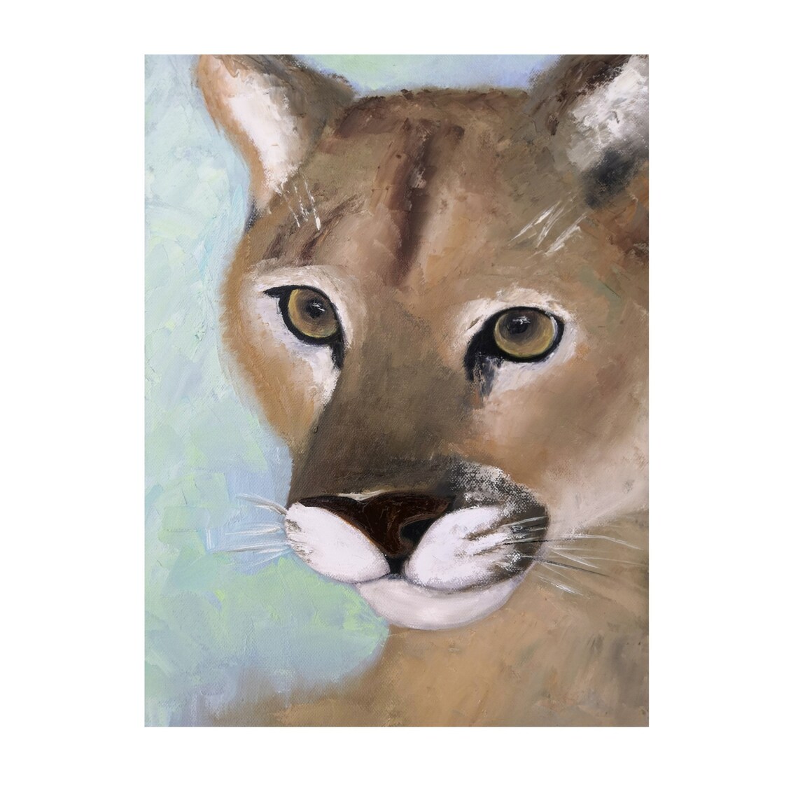 Cougar Painting Puma Oil Art Original Artwork Animal Portrait | Etsy
