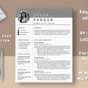 Teacher Resume and Cover Letter Template, Teacher CV Template, Teaching ...