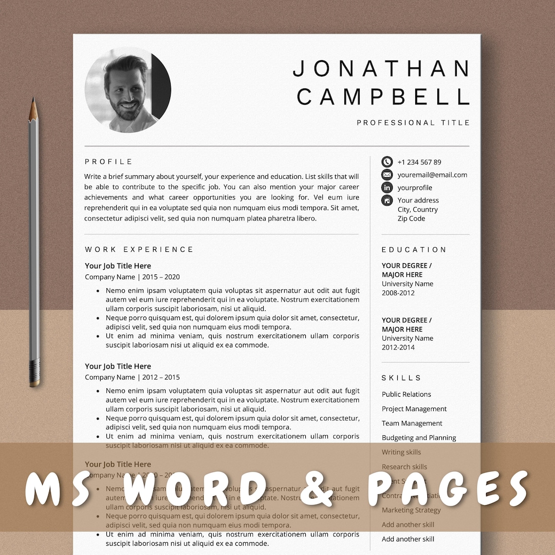 Professional Resume Template 2026 | CV Template Pages | One & Two Page ...