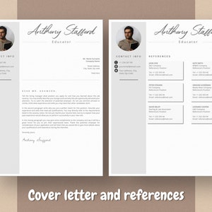 Teacher Resume Template With Photo, Educator CV for Ms Word & Mac Pages ...