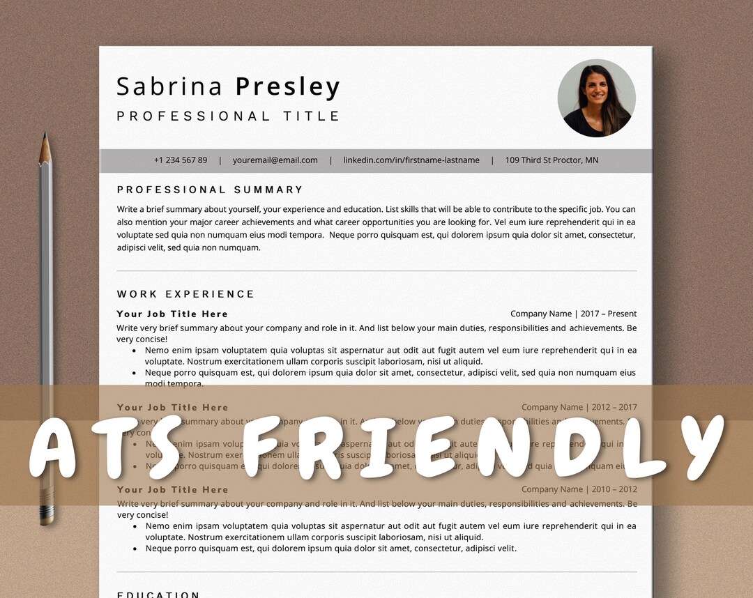 ATS Optimized Resume Template, ATS Friendly CV Template for Word, Mac ...
