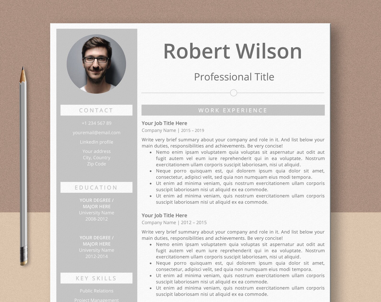 Resume Without Profile, Professional Resume Template, 1 Page Resume ...