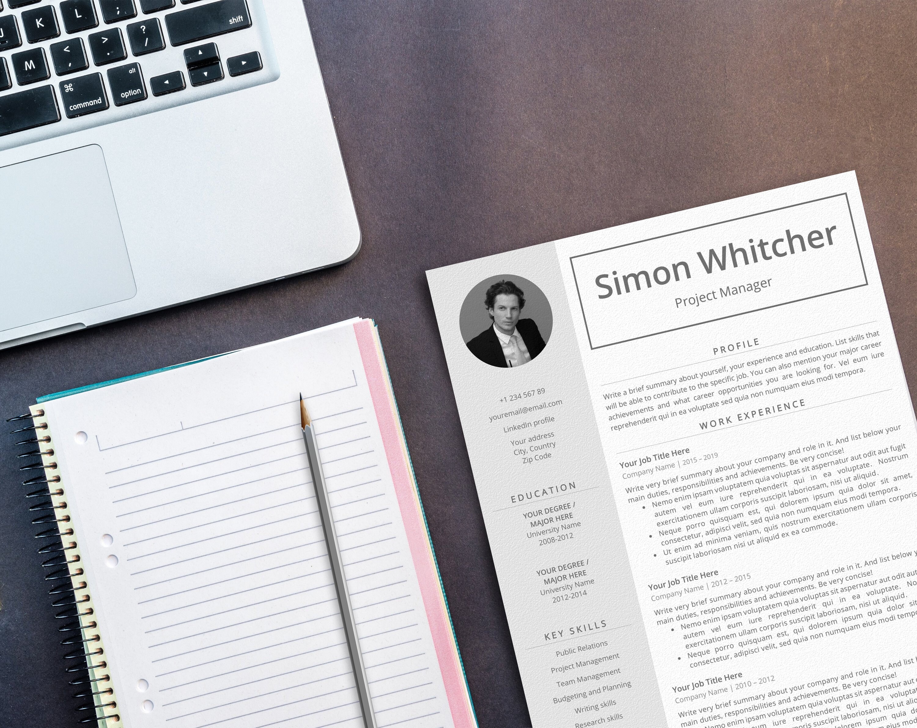 CV template with photo Curriculum vitae Resume template | Etsy