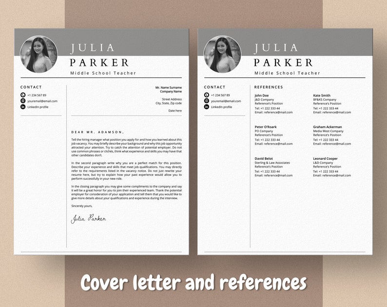 Teacher Resume and Cover Letter Template, Teacher CV Template, Teaching ...
