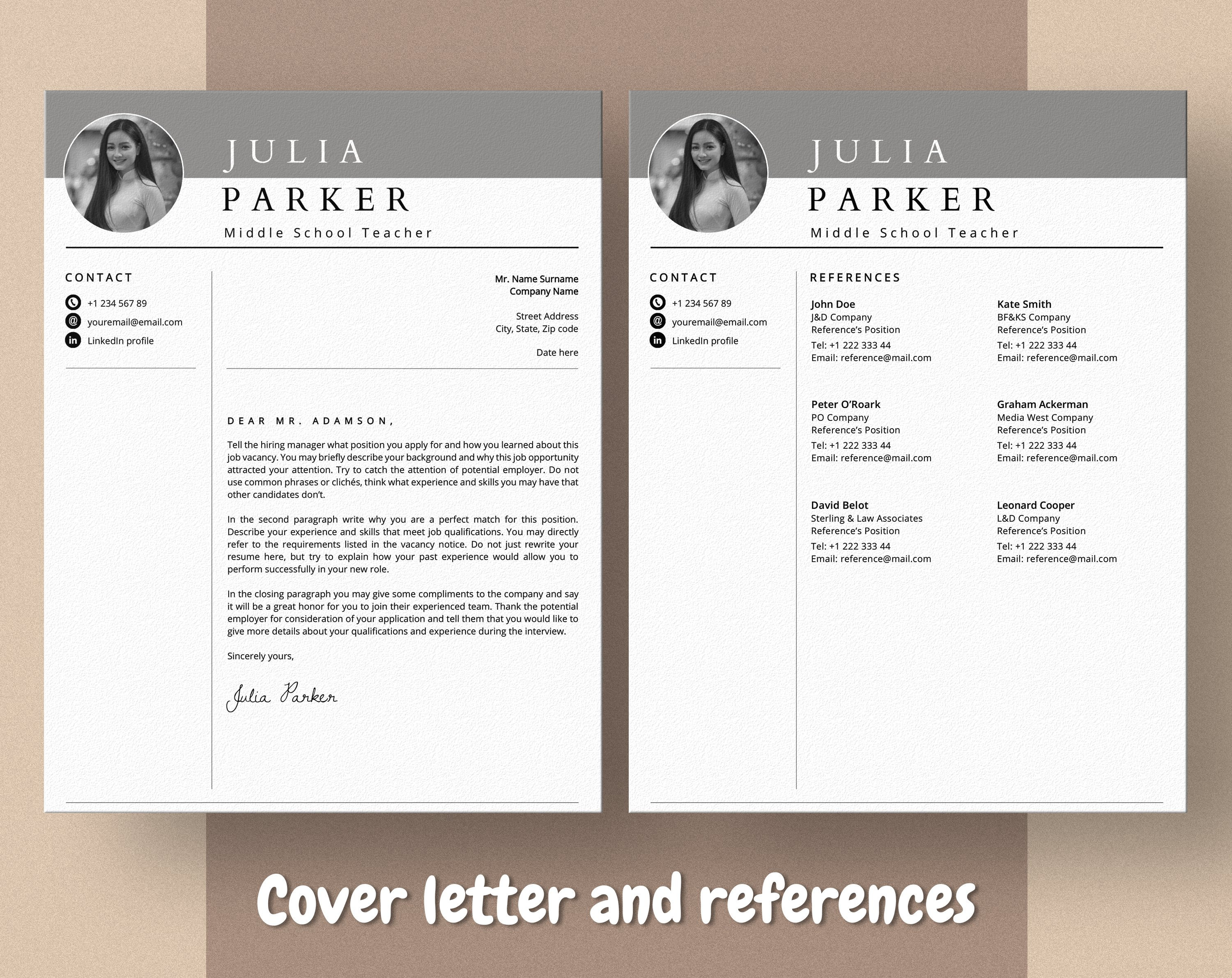 Teacher Resume and Cover Letter Template, Teacher CV Template, Teaching ...