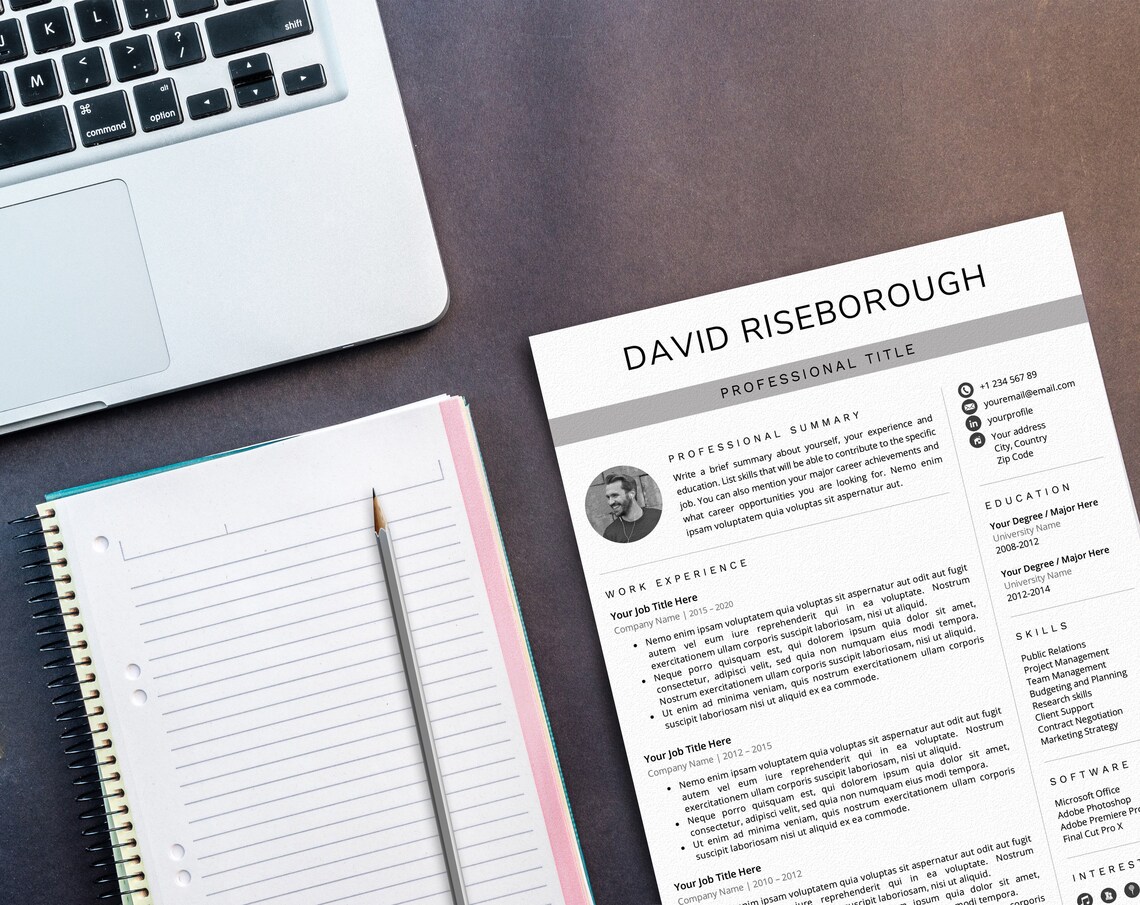 One Page Resume Template Professional 1 Page CV Template - Etsy