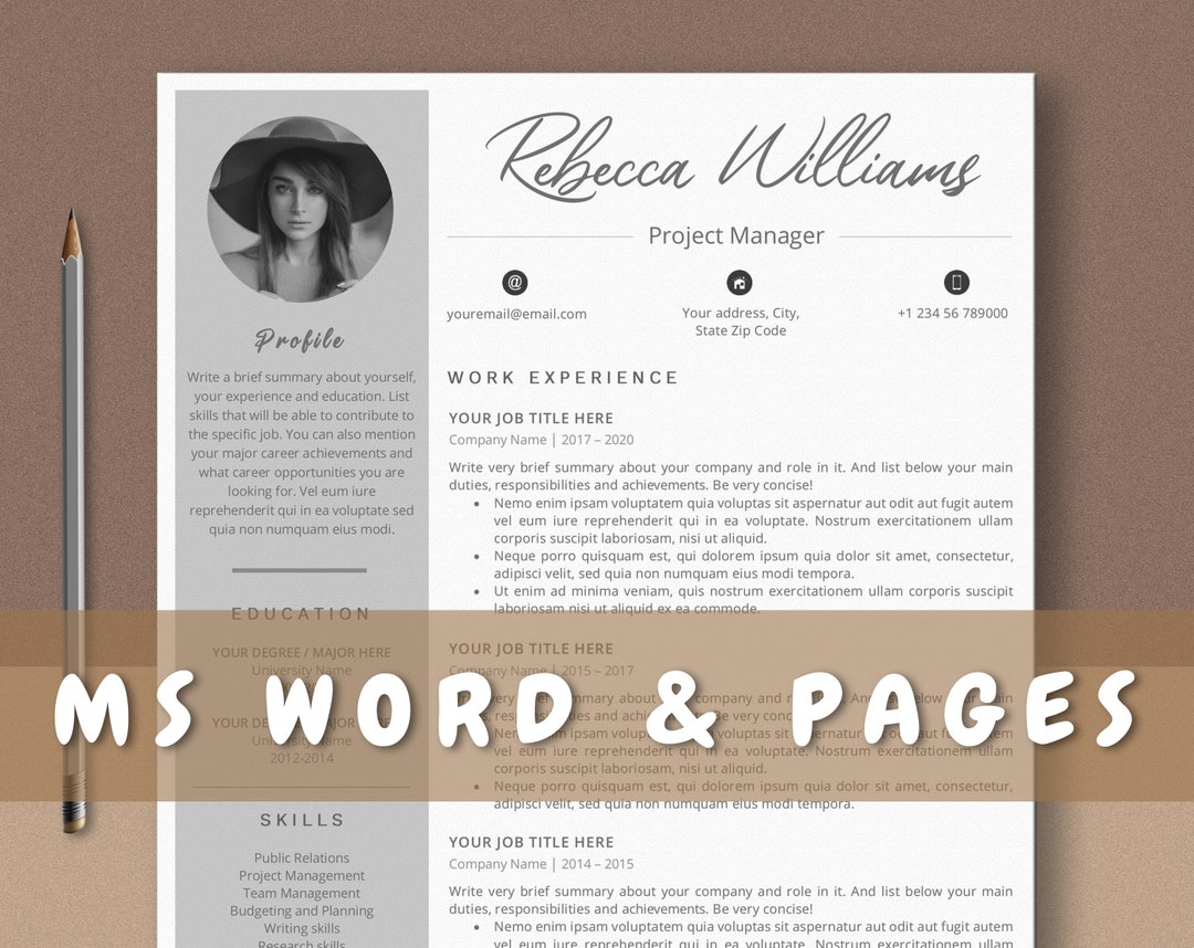 Resume Template, Mac Pages & Ms Word, Creative Minimalist CV Template ...