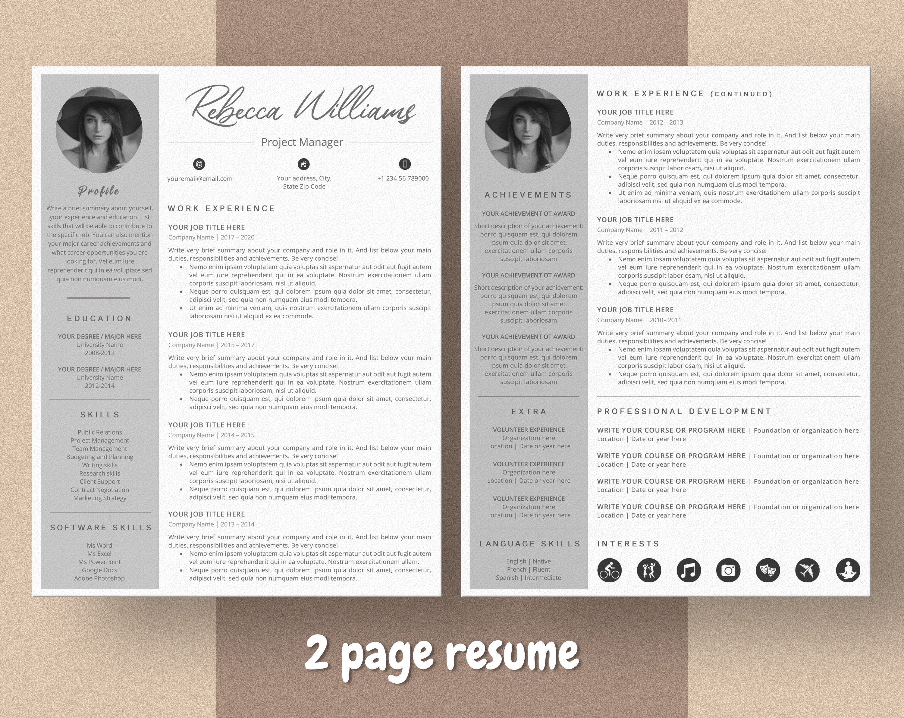 Resume Template, Mac Pages & Ms Word, Creative Minimalist CV Template ...