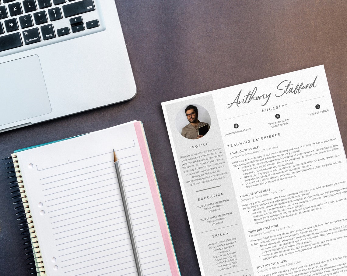 Teacher Resume Template With Photo Educator CV for Ms Word & | Etsy