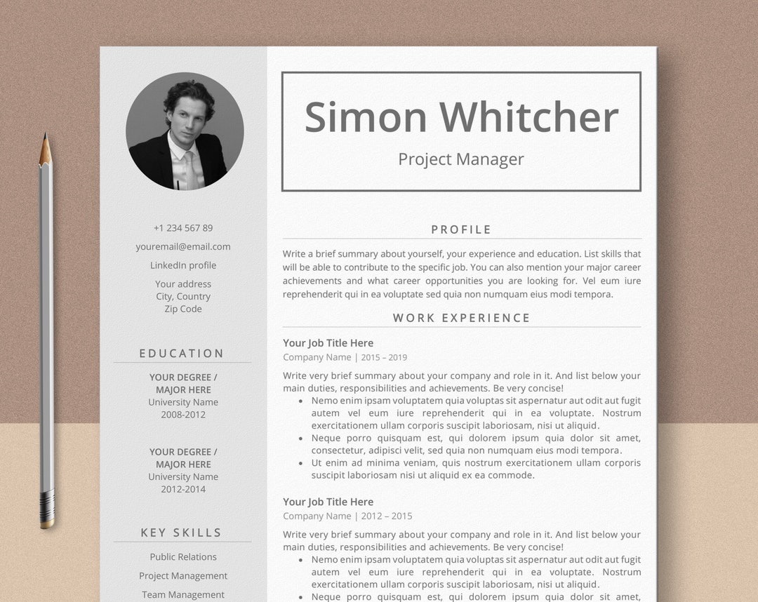 CV Template With Photo, Curriculum Vitae, Resume Template Picture ...