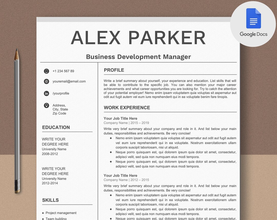 Resume Template Google Docs 2025, Simple Google Docs Resume Template ...