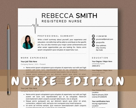 Resume Template Nurse Nursing Curriculum Vitae Template - Etsy