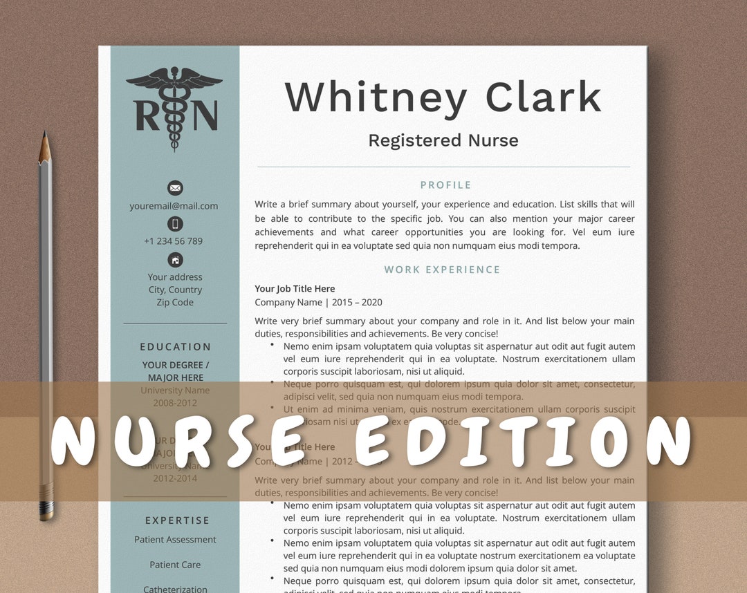 Nurse Resume Template, Medical Resume, RN Resume Template Word ...