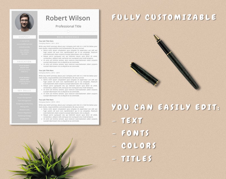 Resume Without Profile, Professional Resume Template, 1 Page Resume ...