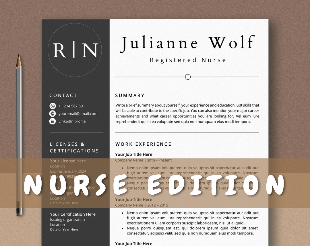 Nurse Resume Template, Registered Nurse CV Template, RN Resume Template ...