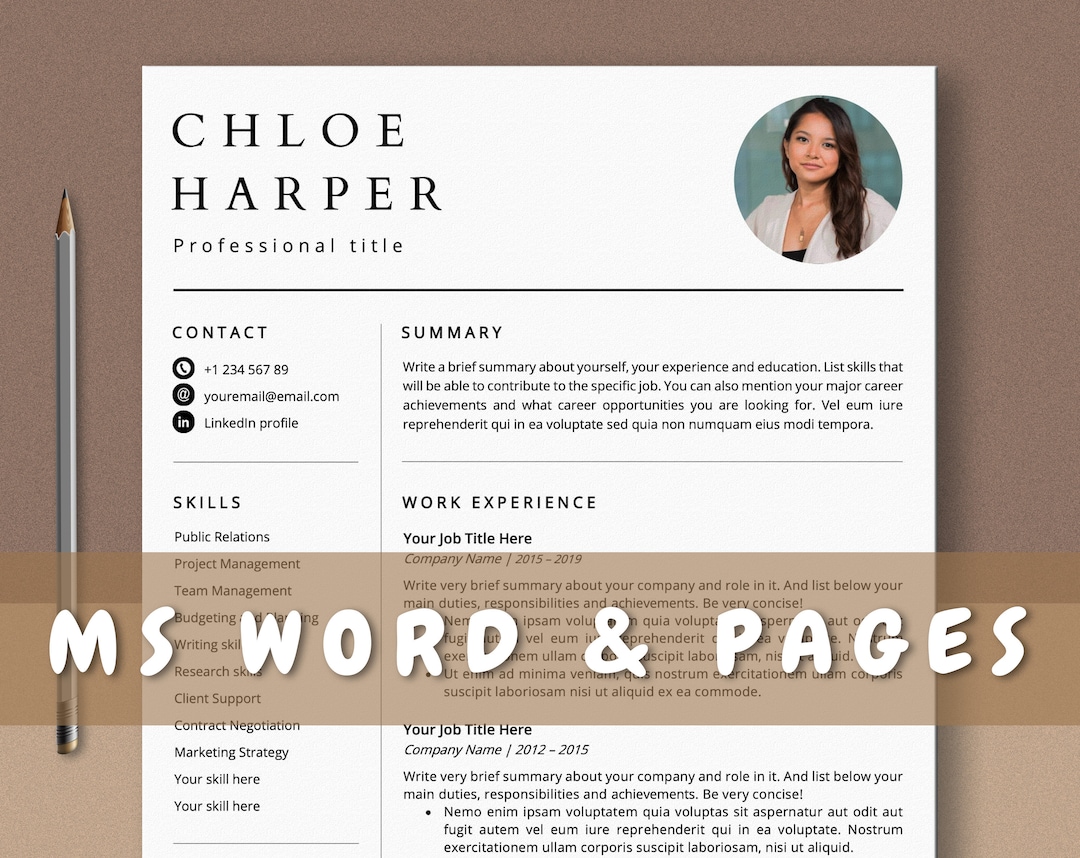 Resume Template, CV Template Apple Pages & Word, Modern Professional ...