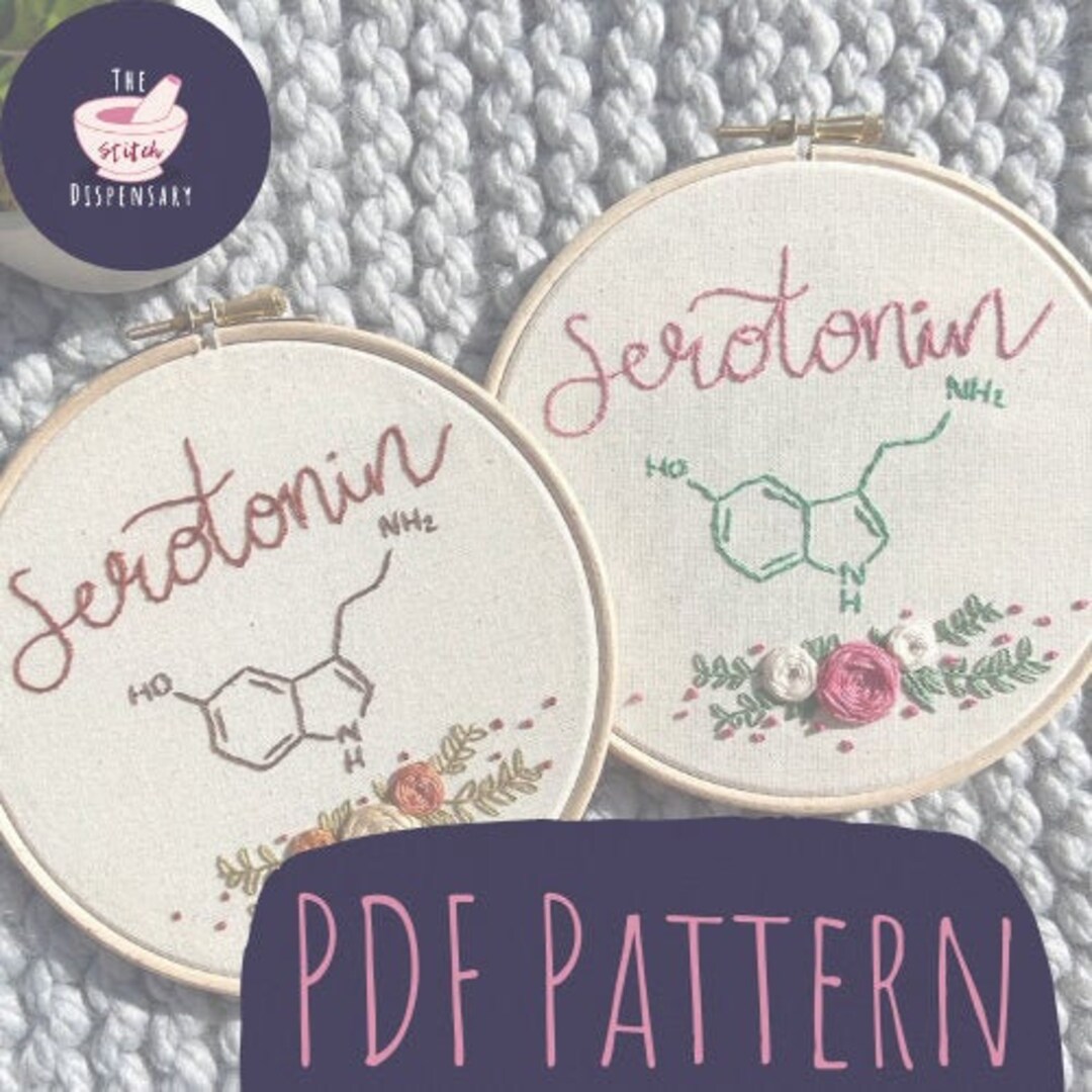 Serotonin Embroidery Pattern, PDF Pattern Download, Embroidery Design ...