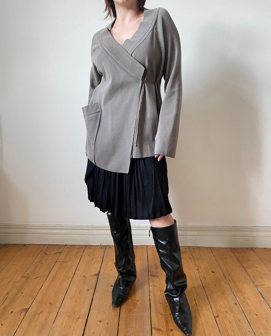 Vintage Sarah Pacini Grey Asymmetrical Wrap Cardigan | Avant Garde ...