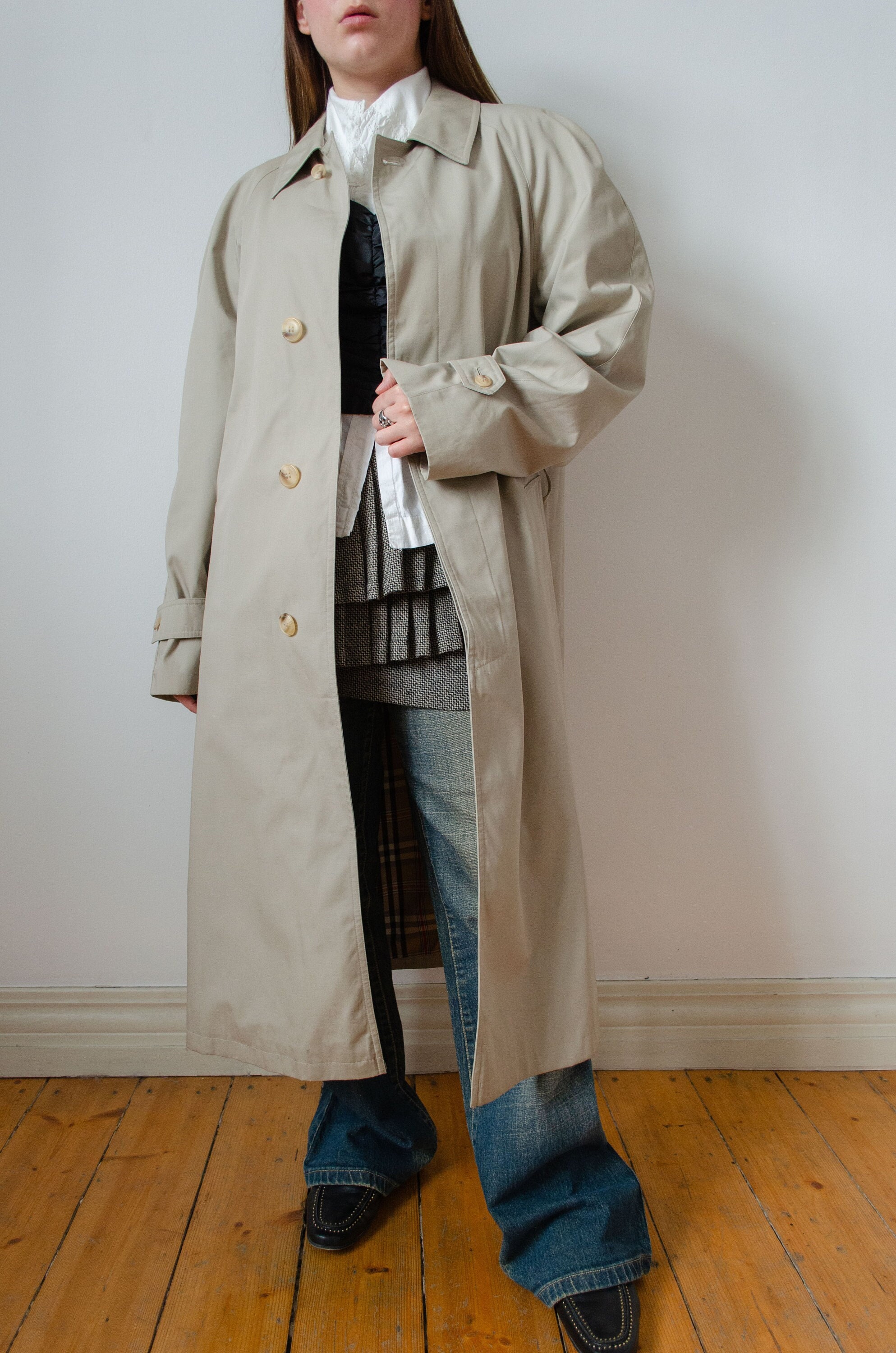 90s Vintage Trench Coat Beige Classic Trench Coat Belted - Etsy