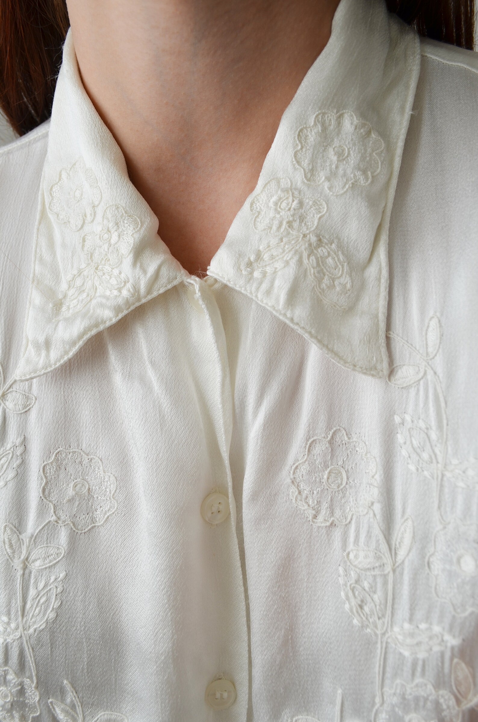 White Floral Embroidery Top Romantic White Satin Top Shiny - Etsy