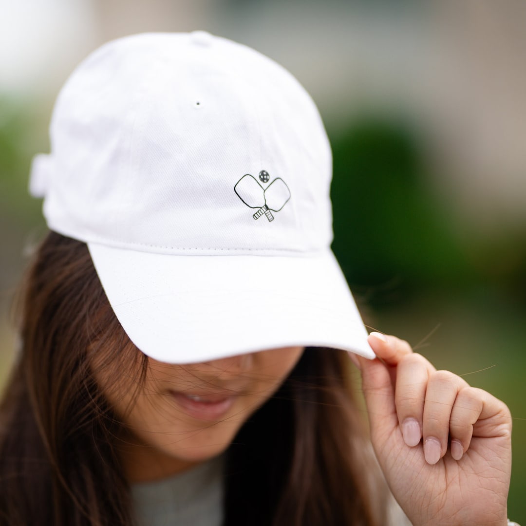 Minimalistic Pickleball Paddle Black Logo Baseball Cap in White - Etsy