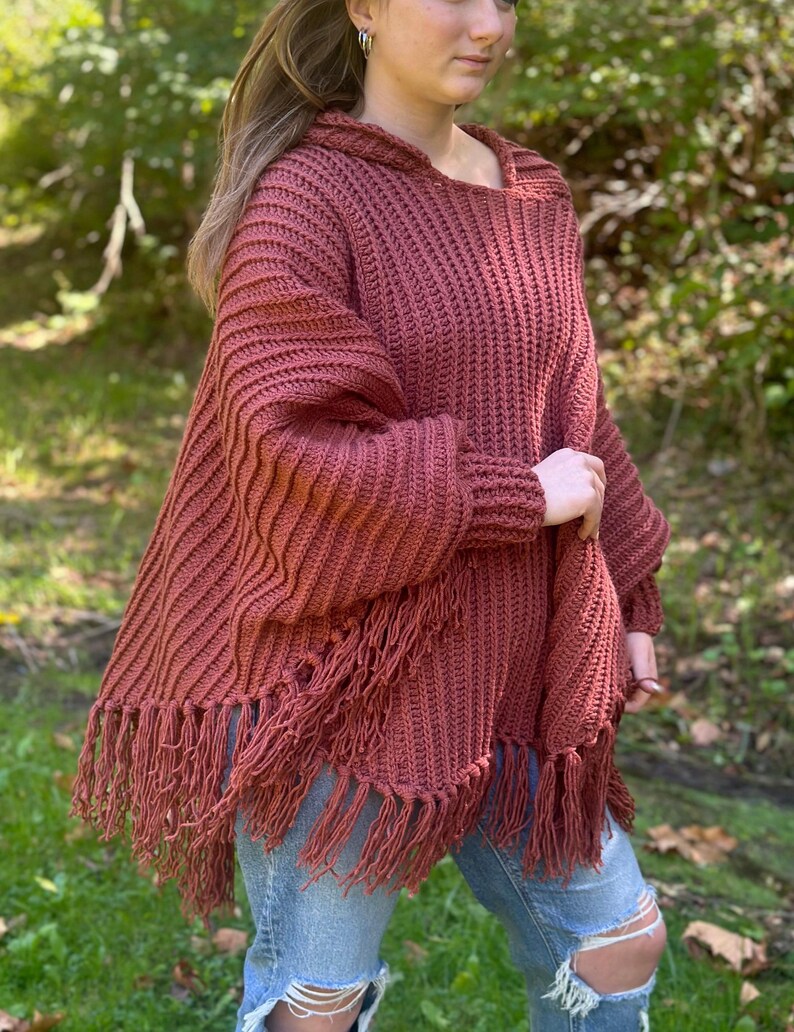Cuffed Crocheted Poncho - Etsy