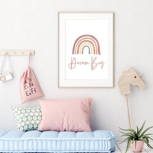 DREAM BIG Rainbow Modern Print - Neutral Nursery Wall Art, Bedroom ...
