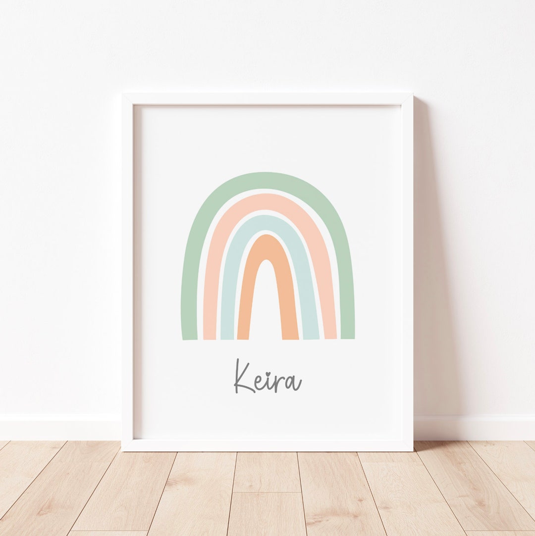 NAMED PASTEL RAINBOW Print - Nursery Wall Art, Bedroom Playroom Decor ...