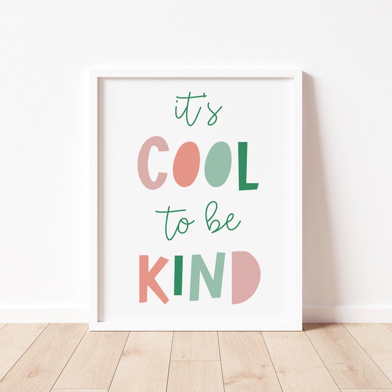COOL to BE KIND Print - Kids Bedroom Wall Art, Childs Bedroom, Playroom ...