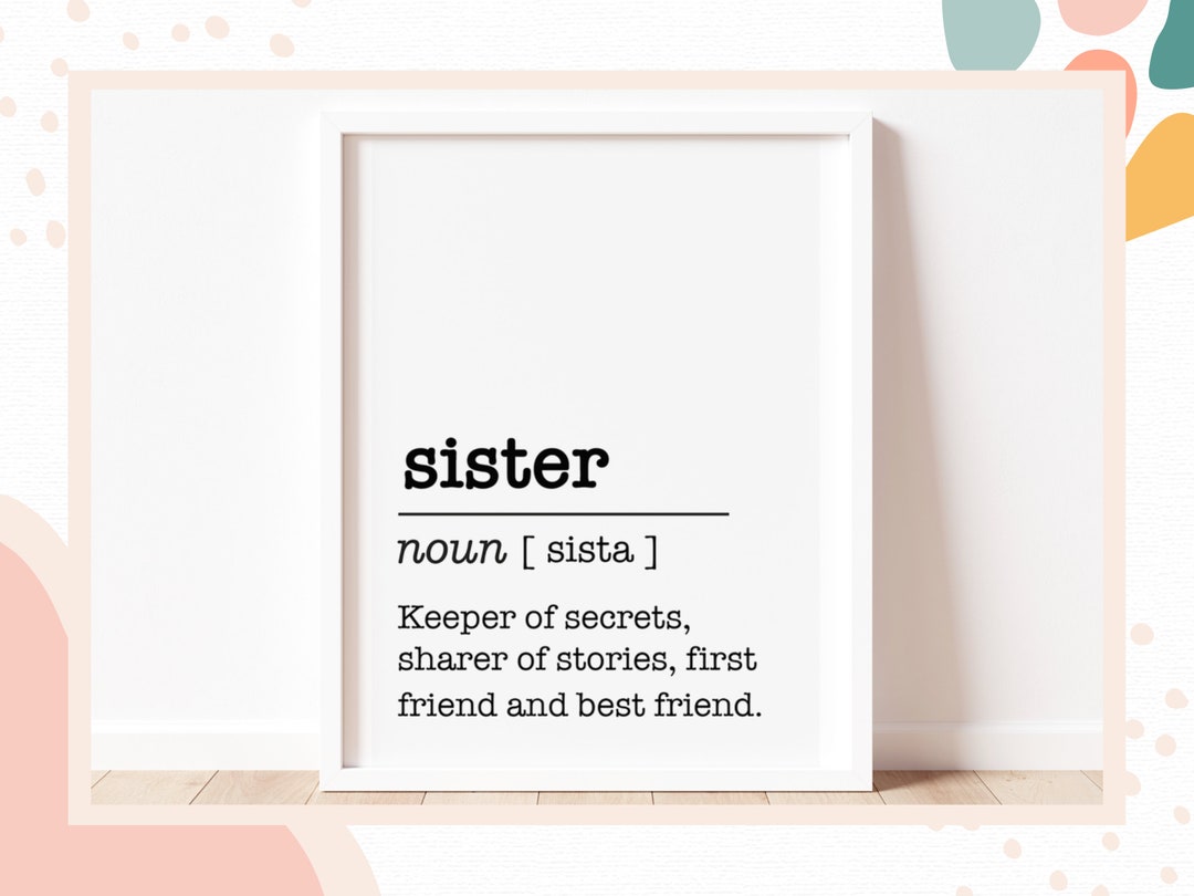 SISTER DEFINITION Print - Children's Wall Art, Bedroom, Playroom ...
