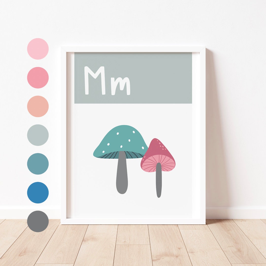 ALPHABET Print - M is for Mushroom - Children's Educational Letter ...