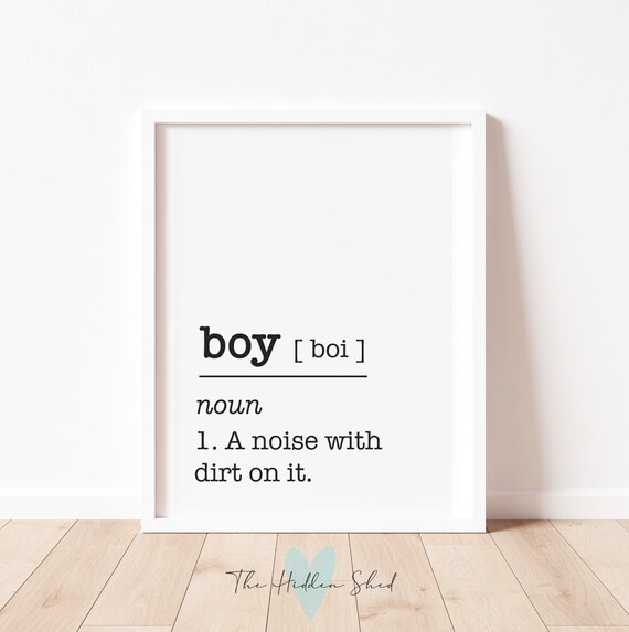 BOY DEFINITION Print Children's Wall Art Bedroom | Etsy