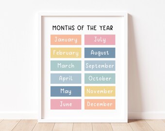 Months of the Year Educational Printable - Etsy
