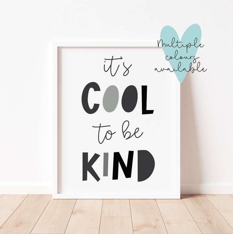 COOL to BE KIND Print - Kids Bedroom Wall Art, Childs Bedroom, Playroom ...