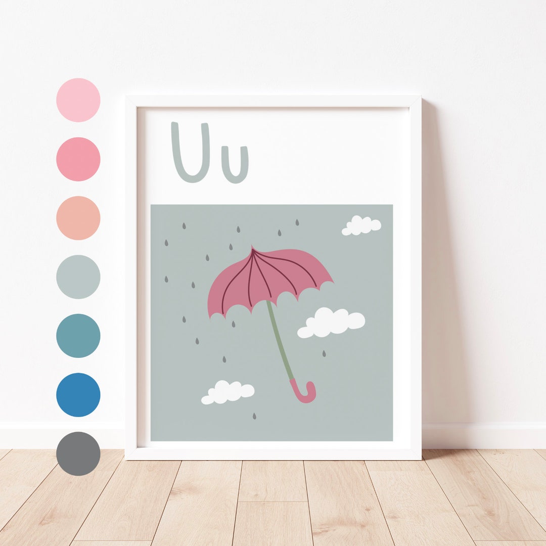 ALPHABET Print - U is for Umbrella - Children's Educational Letter ...