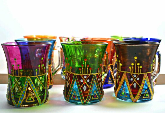 Drink & Barware Turkish tea cups with tradional designs Gift for men ...