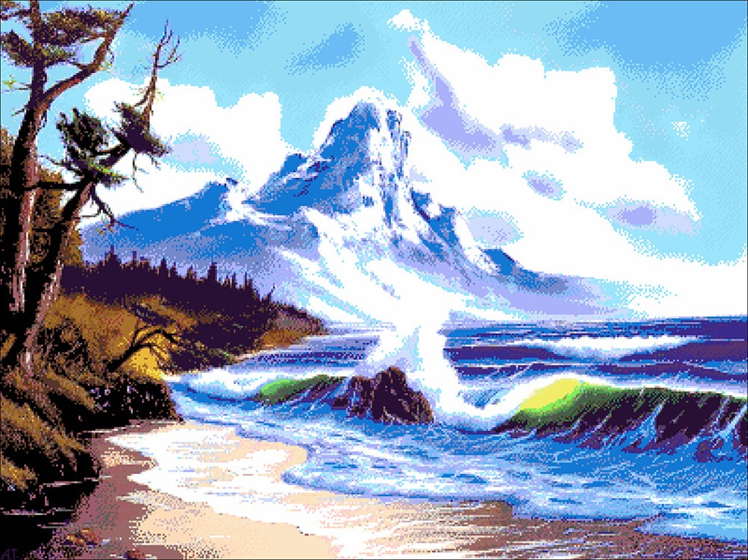 Tidal Bore Bead Embroidery Kit, Full Beaded Cross Stitch on Aida Fabric ...