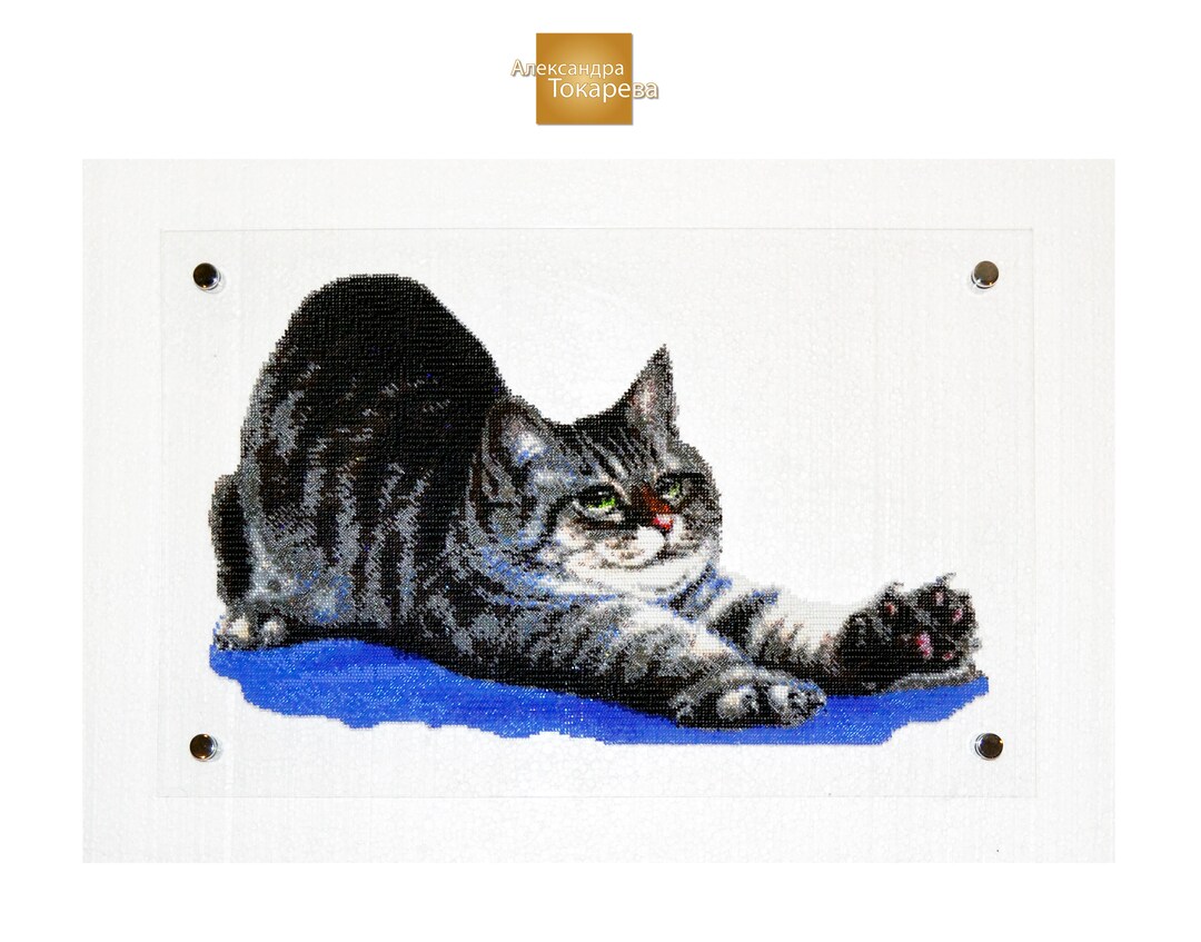 3D Bead Embroidery Kit cat, Bead Embroidery on Acrylic Glass, TM ...