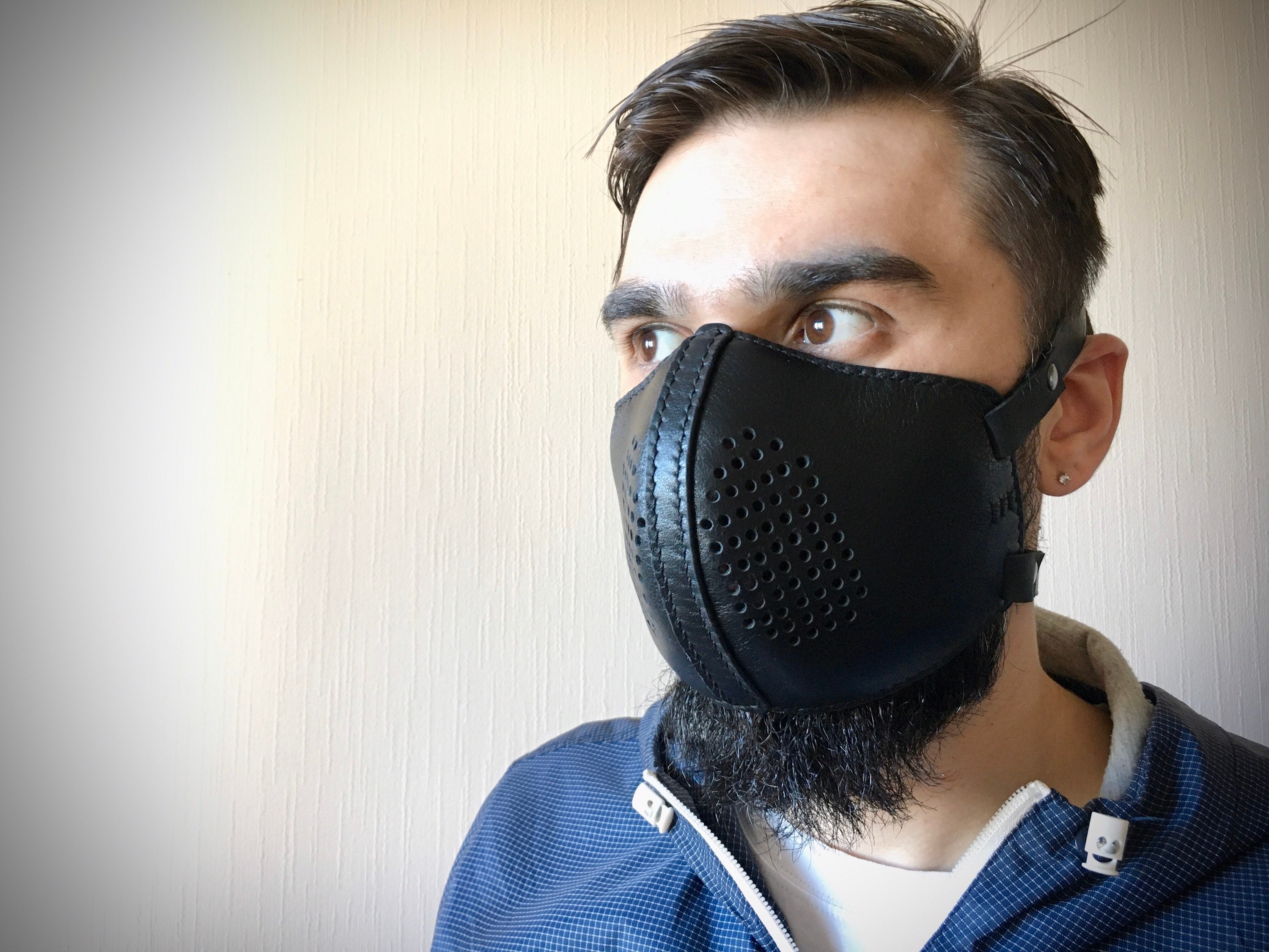 Black leather mask leather face mask reusable face mask | Etsy