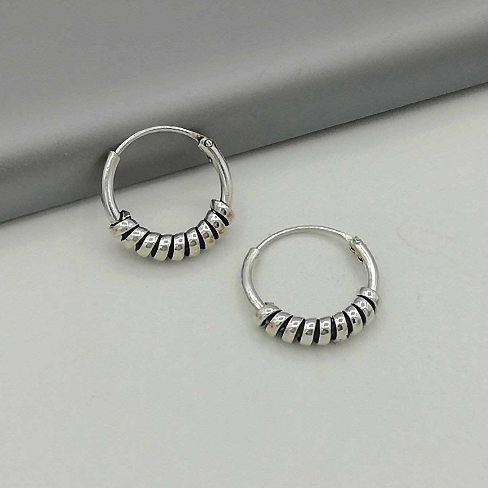 Silver Bali Hoops 12 Mm Silver Hoops Twisted Wire Hoops | Etsy