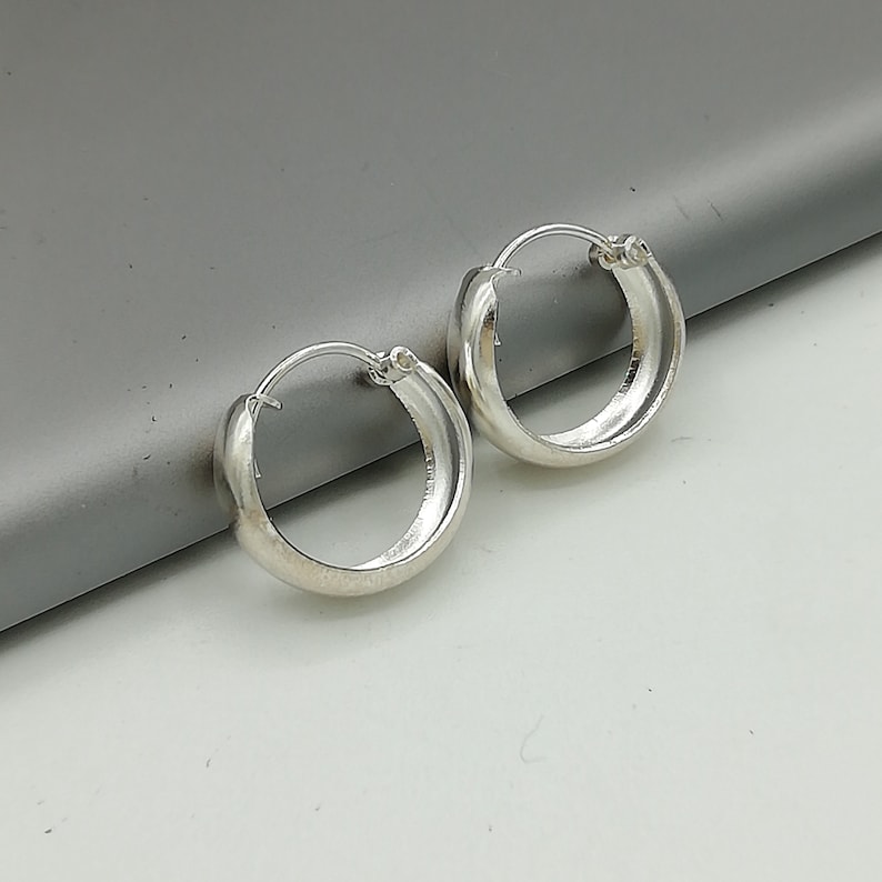 14 Mm Silver Hoops Band Hoops Silver Jewelry Minimalist - Etsy