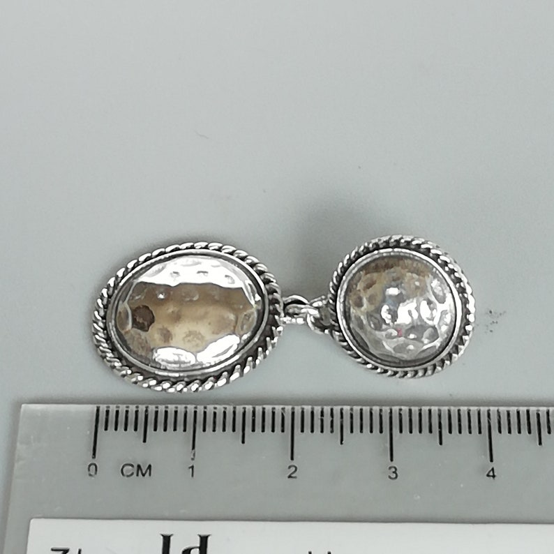 Hammered Ear Dangler Sterling Silver Round Danglers Chunky - Etsy