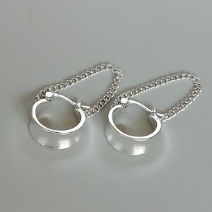 Sterling Silver Chain Hoops Long Chain Hoops Minimalist - Etsy