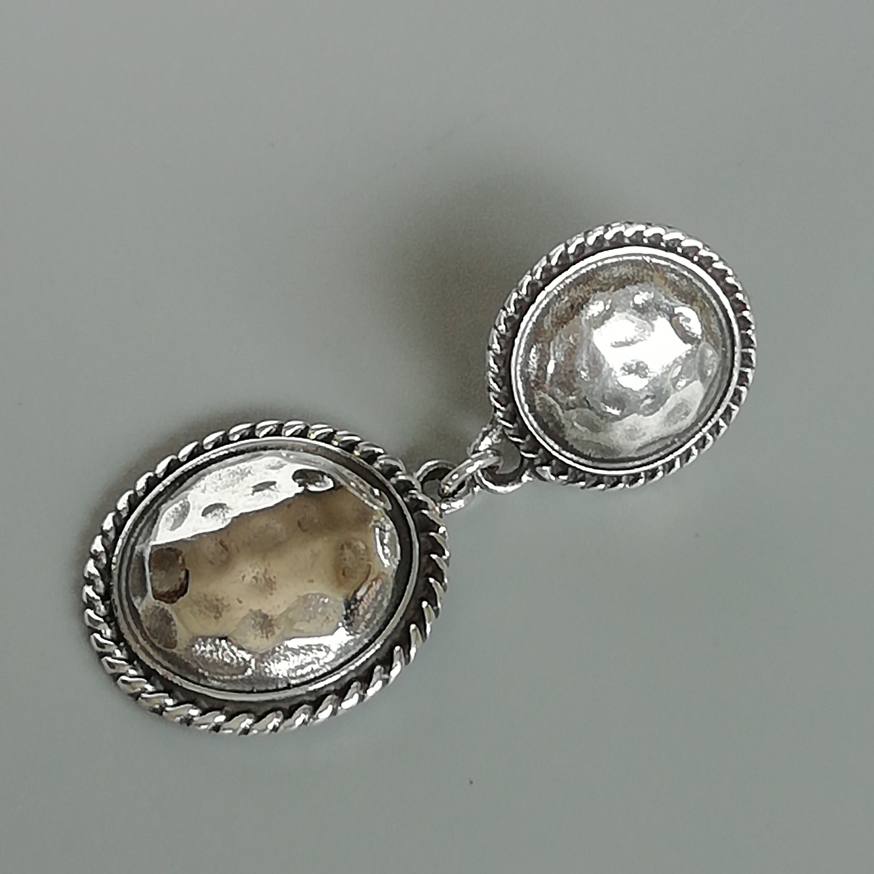 Hammered Ear Dangler Sterling Silver Round Danglers Chunky - Etsy