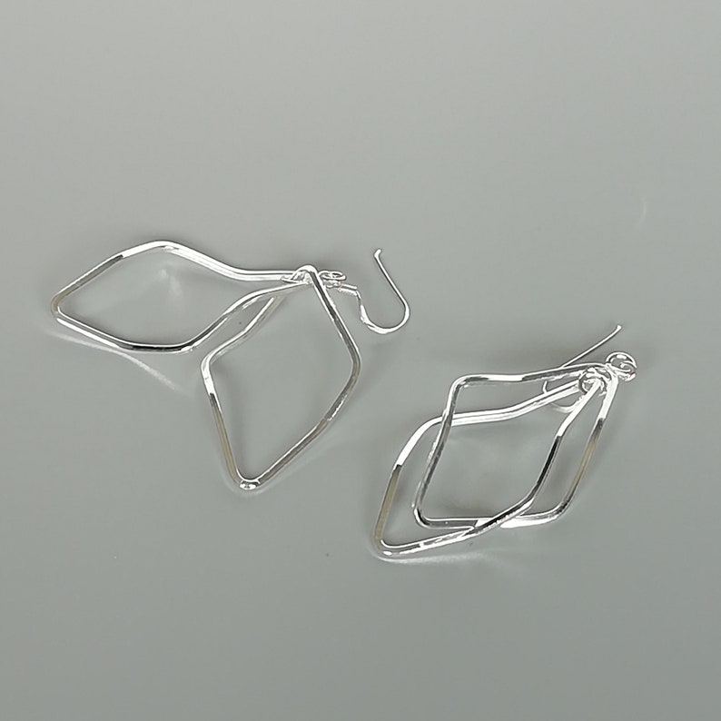 Sterling Silver Rhombus Ear Danglers Wavy Rhombus Earring | Etsy